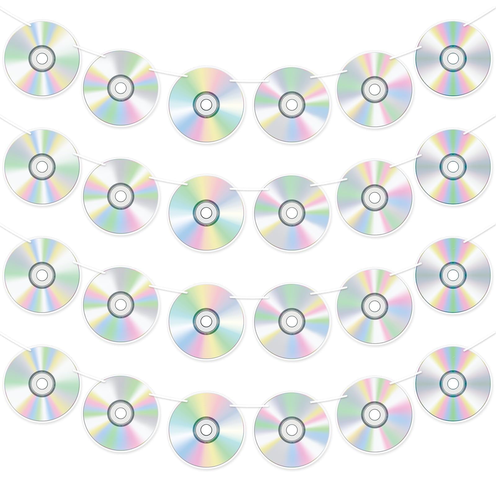 CHUNNIN 4pcs 90's Party Decorations CD Paper Banners 90s Theme Disco ...