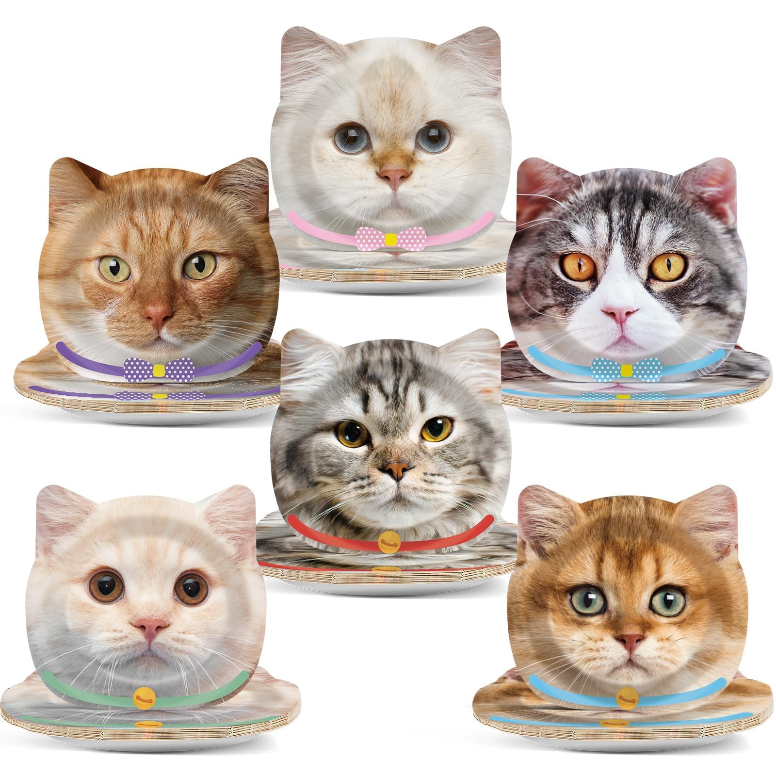 CHUNNIN 60 Pcs Cat Birthday Paper AFN1Plates Cat Dinner Party Plates ...