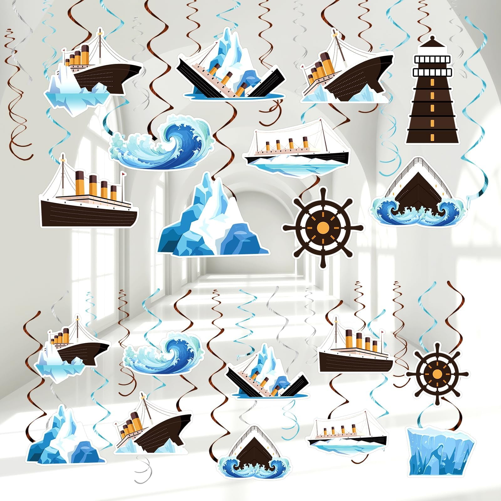 CHUNNIN 60PCS NauticalUMRT Party Supplies Cruise Hanging Ship Ocean ...