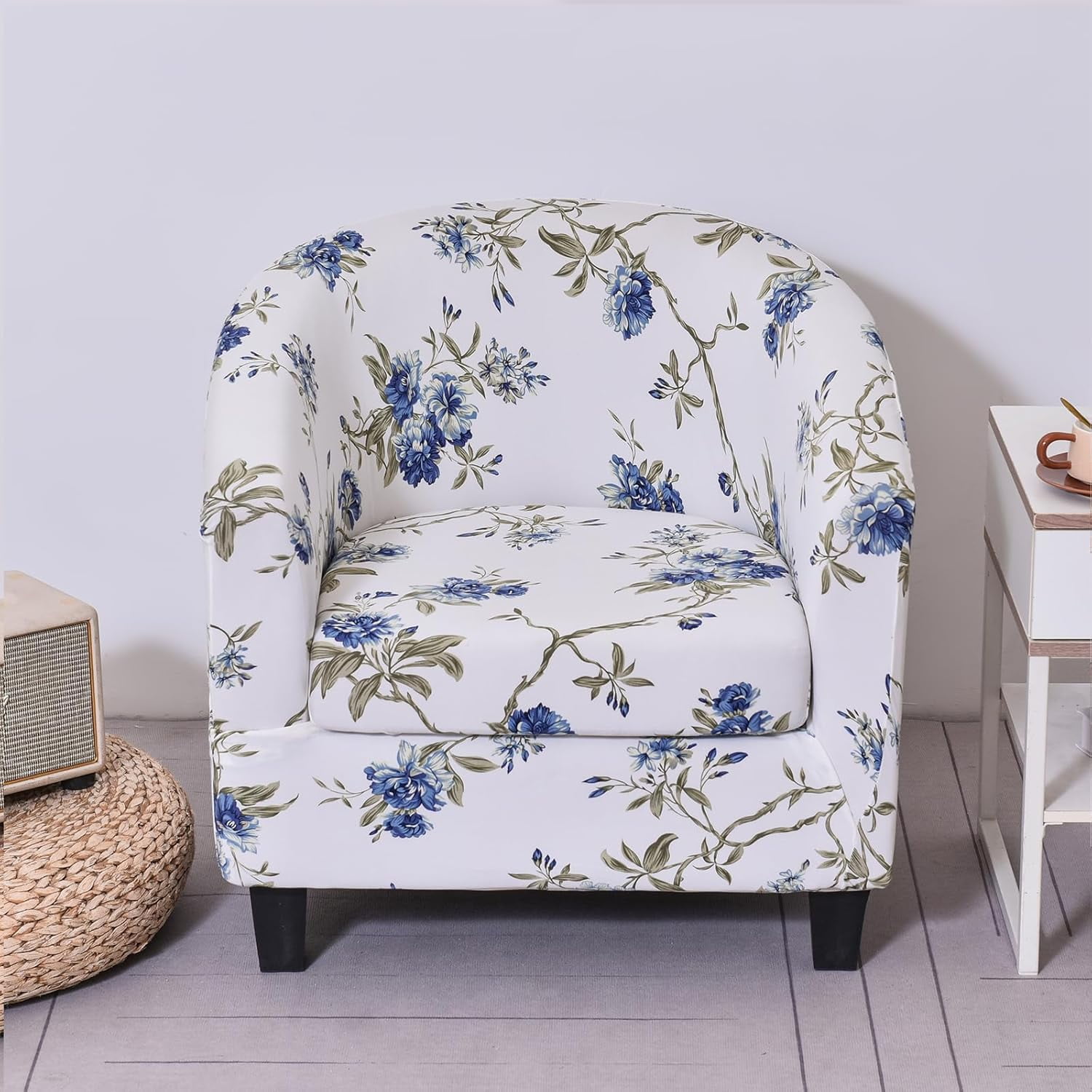 CHUNTIAN 2 Piece Club Chair Slipcover Stretch Barrel Chair Covers Solid ...