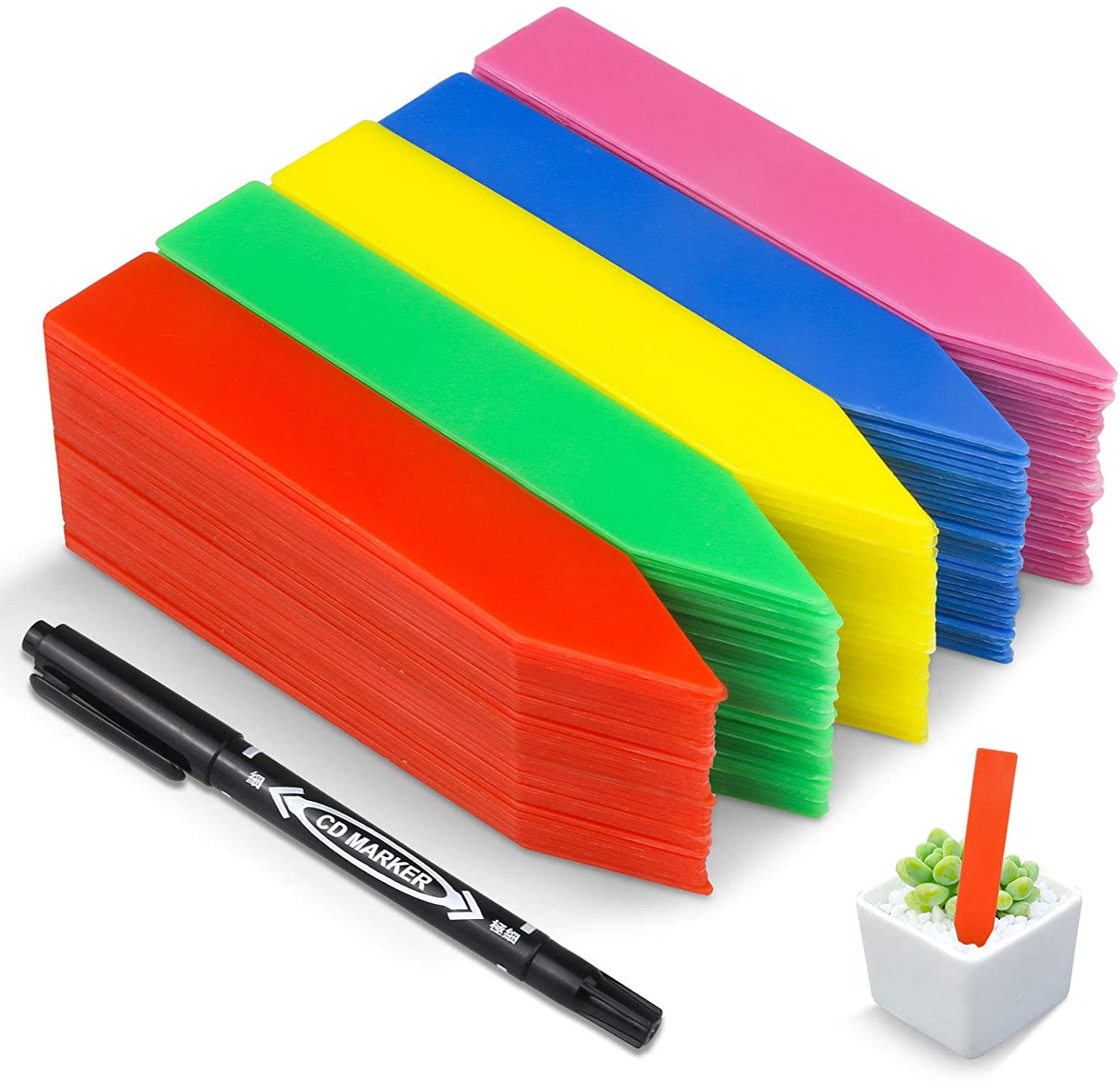 CHUNTIAN 200 Pcs 4 Inch Plastic Plant Labels Waterproof Plant Tags for ...