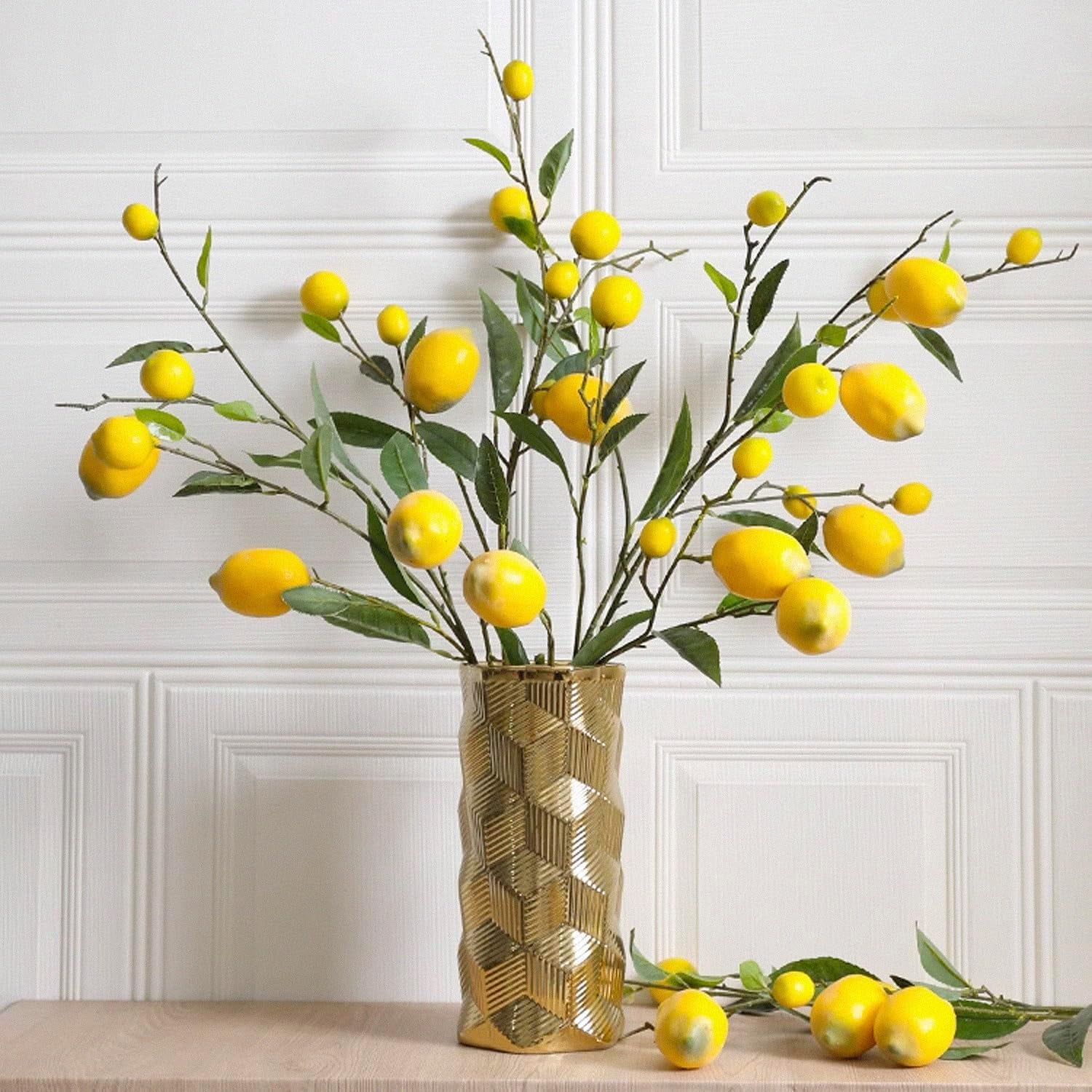 CHUNTIAN 2Pcs Artificial Lemon Branches for Kitchen Party Decor Yellow ...