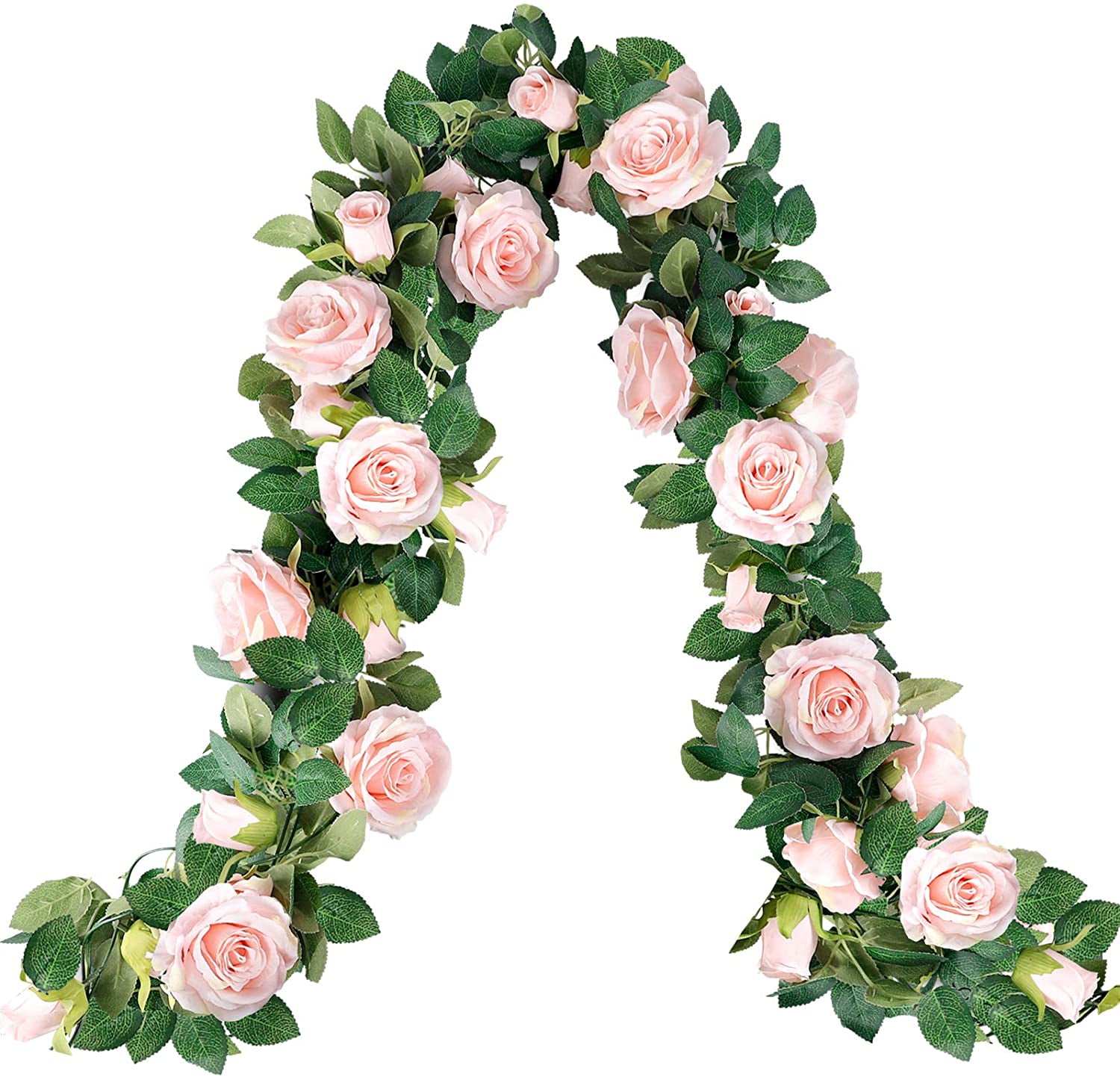 CHUNTIAN 3pcs 19.7ft Artificial Pink Flower Garland Silk Rose Vines ...