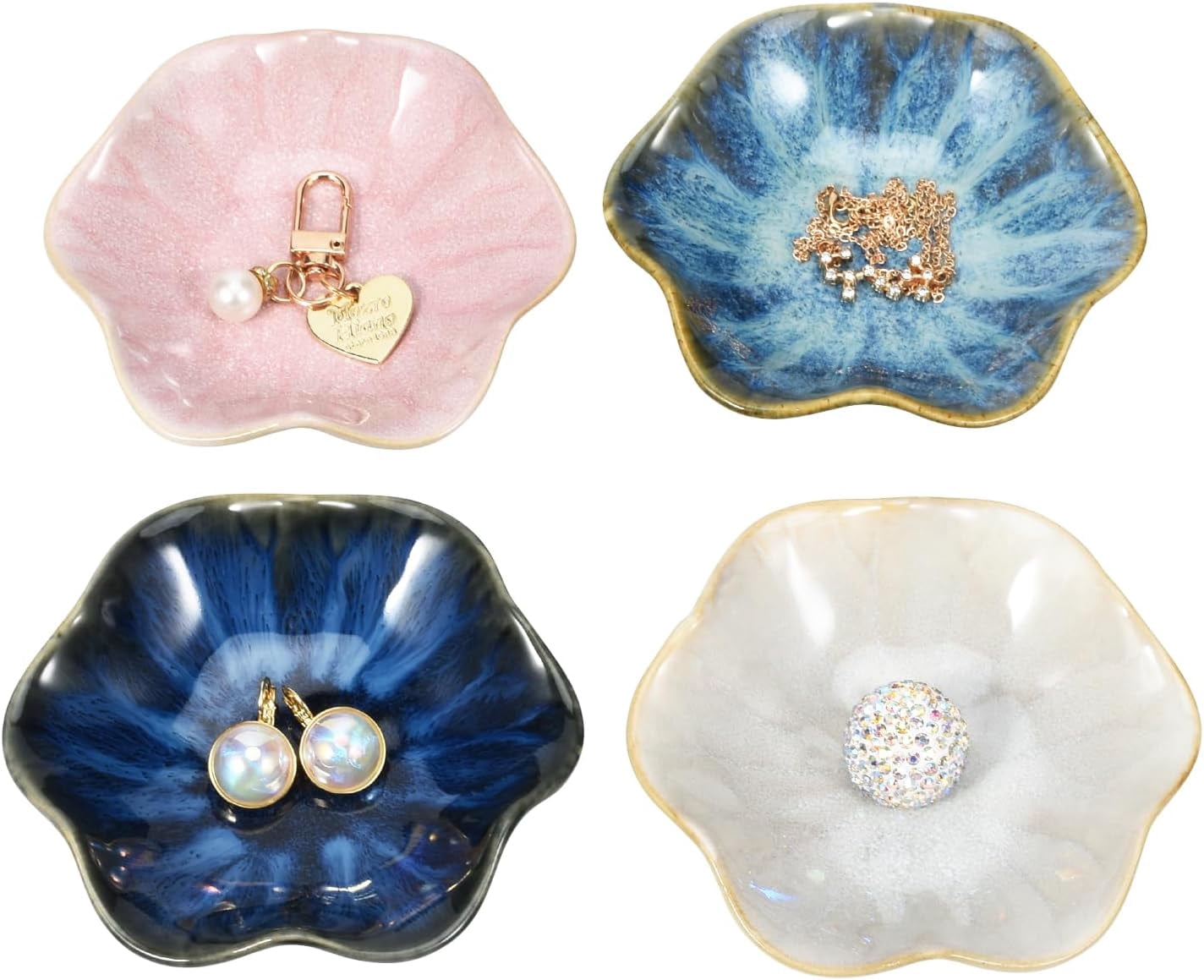 CHUNTIAN 4 Pieces Ceramic Trinket Dish, Jewelry Trays Holder for Ring ...
