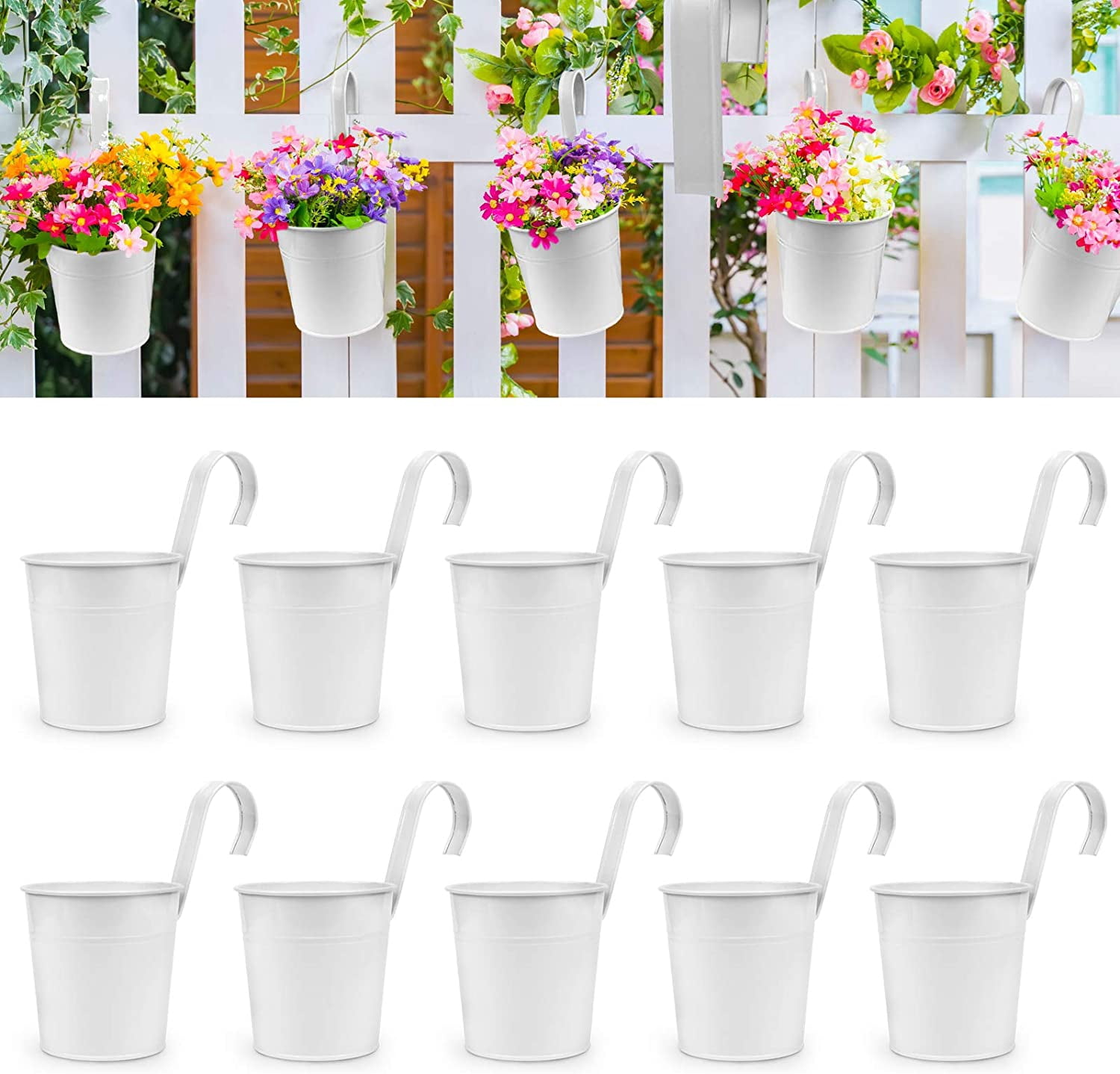 CHUNTIAN 4pcs Large Hanging Flower Pots, Metal Iron Wall Planter Indoor ...