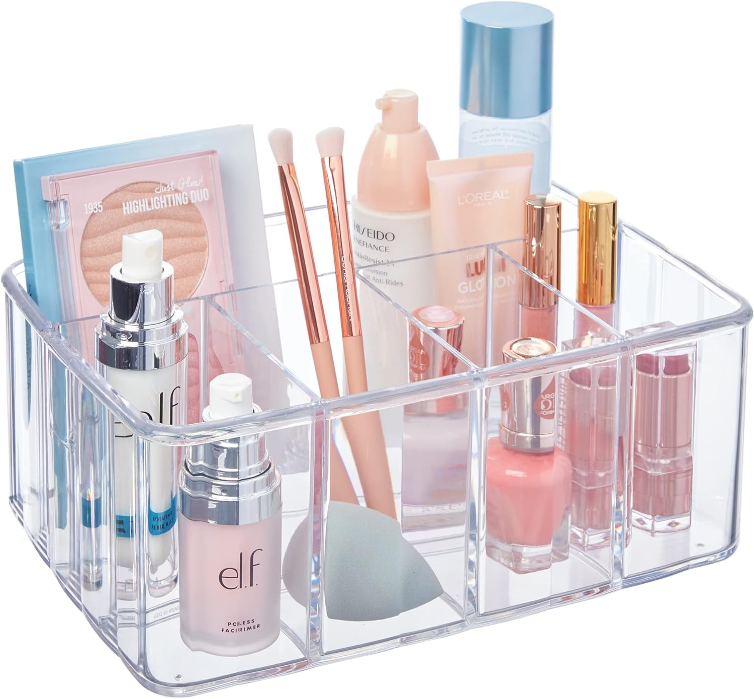 CHUNTIAN 5-Compartment Clear Plastic Organizer | Rectangular Divided ...