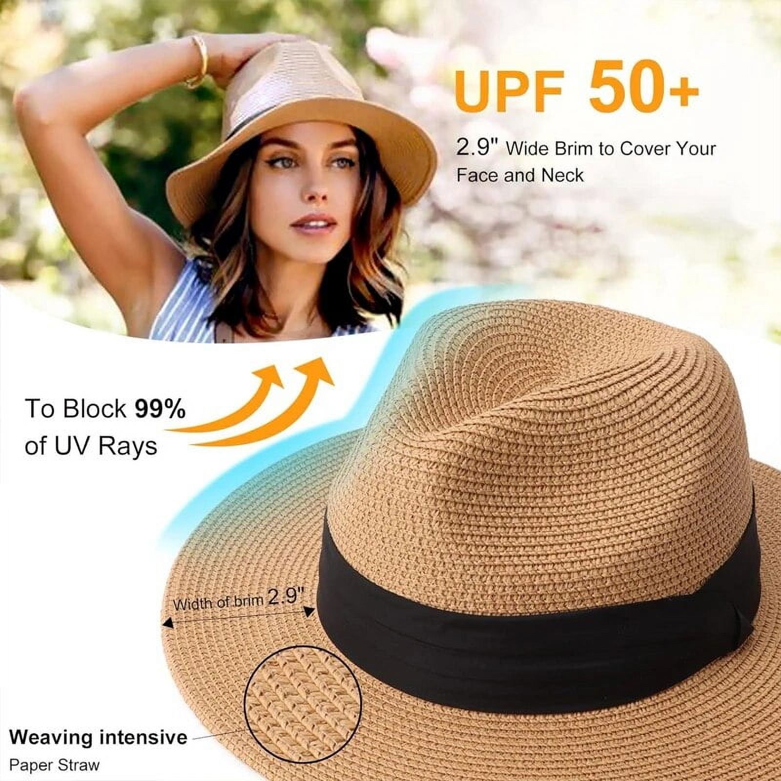 CHUNTIAN 62cm Big Head Summer Sun Hats for Men Women Foldable Travel Packable Large size Straw ...