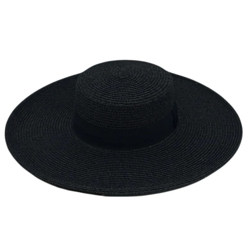Chuntian Black Big Brim Flat Top Hat Female Summer Sunshade Vacation