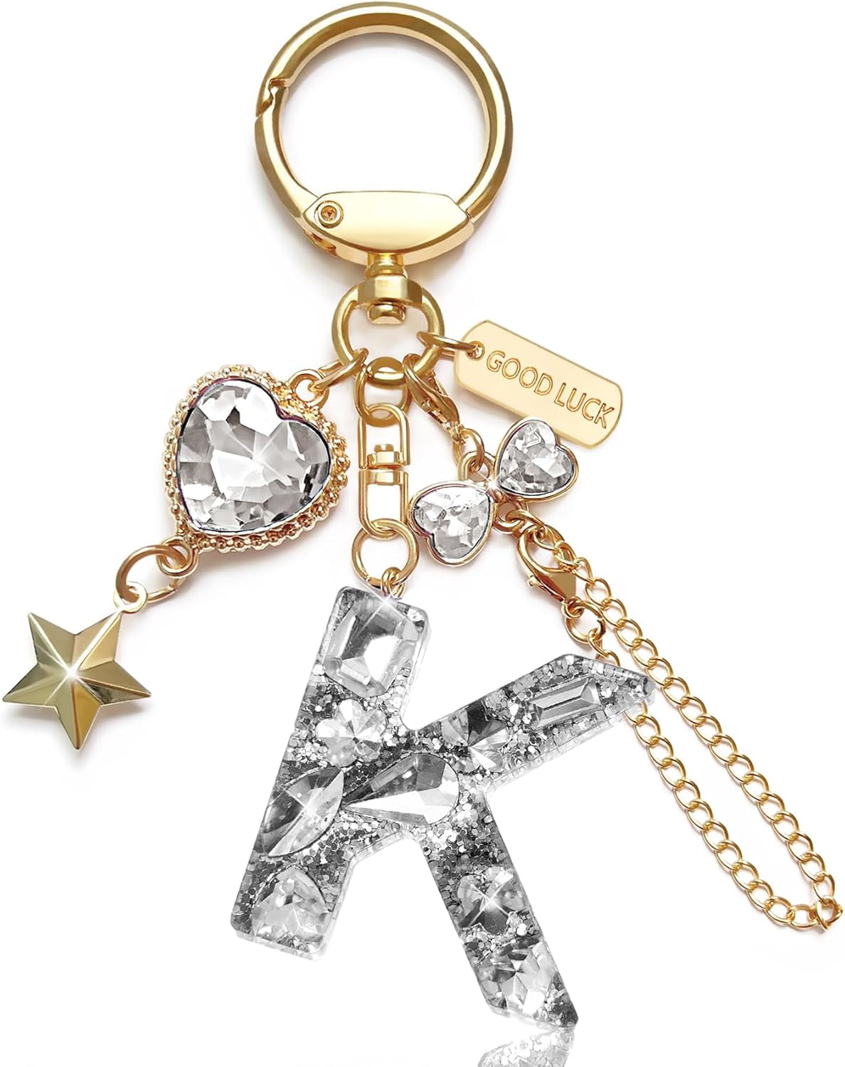 PTSPLLMY Bling Cute Keychain Initial Letter Gift for Women Girls Pink ...