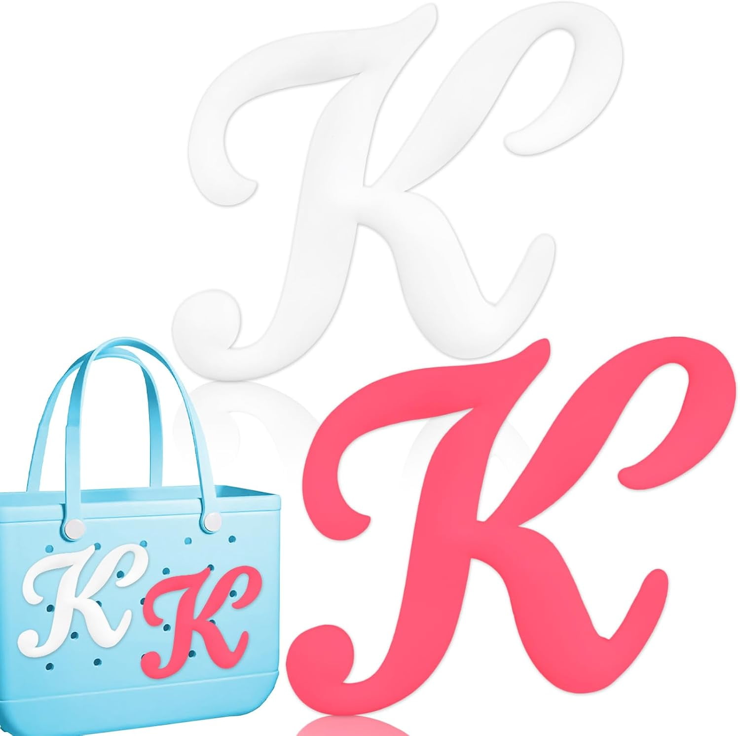 CHUNTIAN Blinket Personalized Letter Charms for Bogg Bag, White & Pink ...