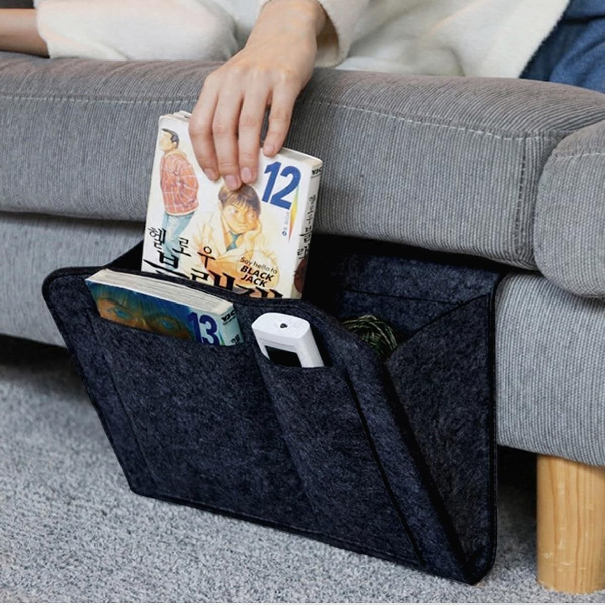 CHUNTIAN Bringsine 5 Pockets Bedside Caddy, Felt Bed Storage Organizer ...