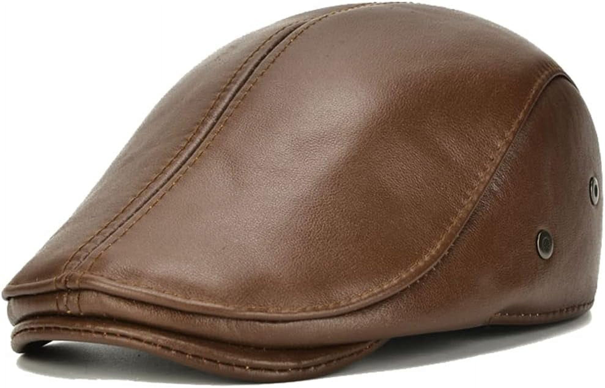 CHUNTIAN Classic Newsboy Hats for Men Genuine Leather Beret Hats Warm ...