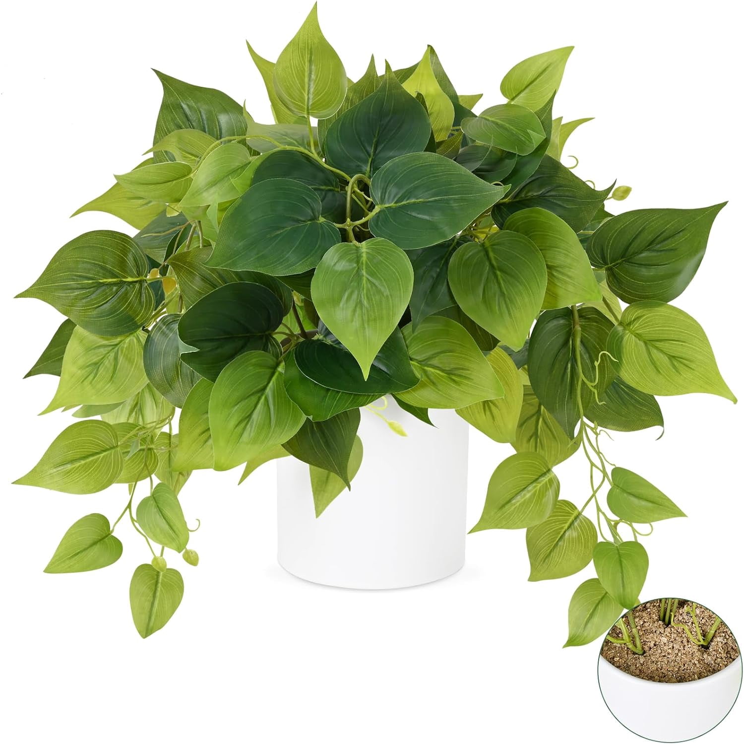CHUNTIAN Faux Plants Indoor with Plastic Pots, Realistic Small Fake ...