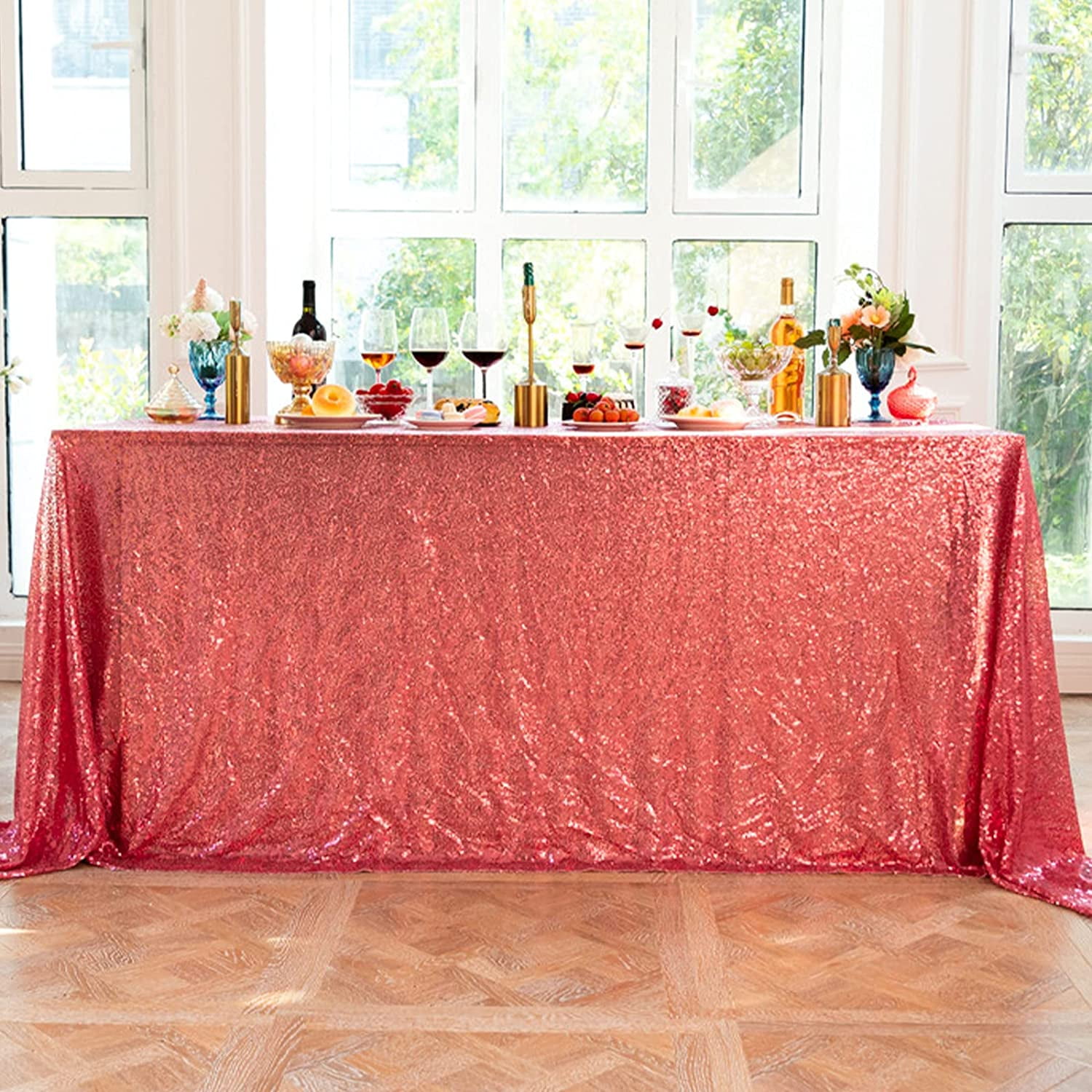 CHUNTIAN Fhberni Green Sequin Tablecloth Glitter Square Table Cloth for ...