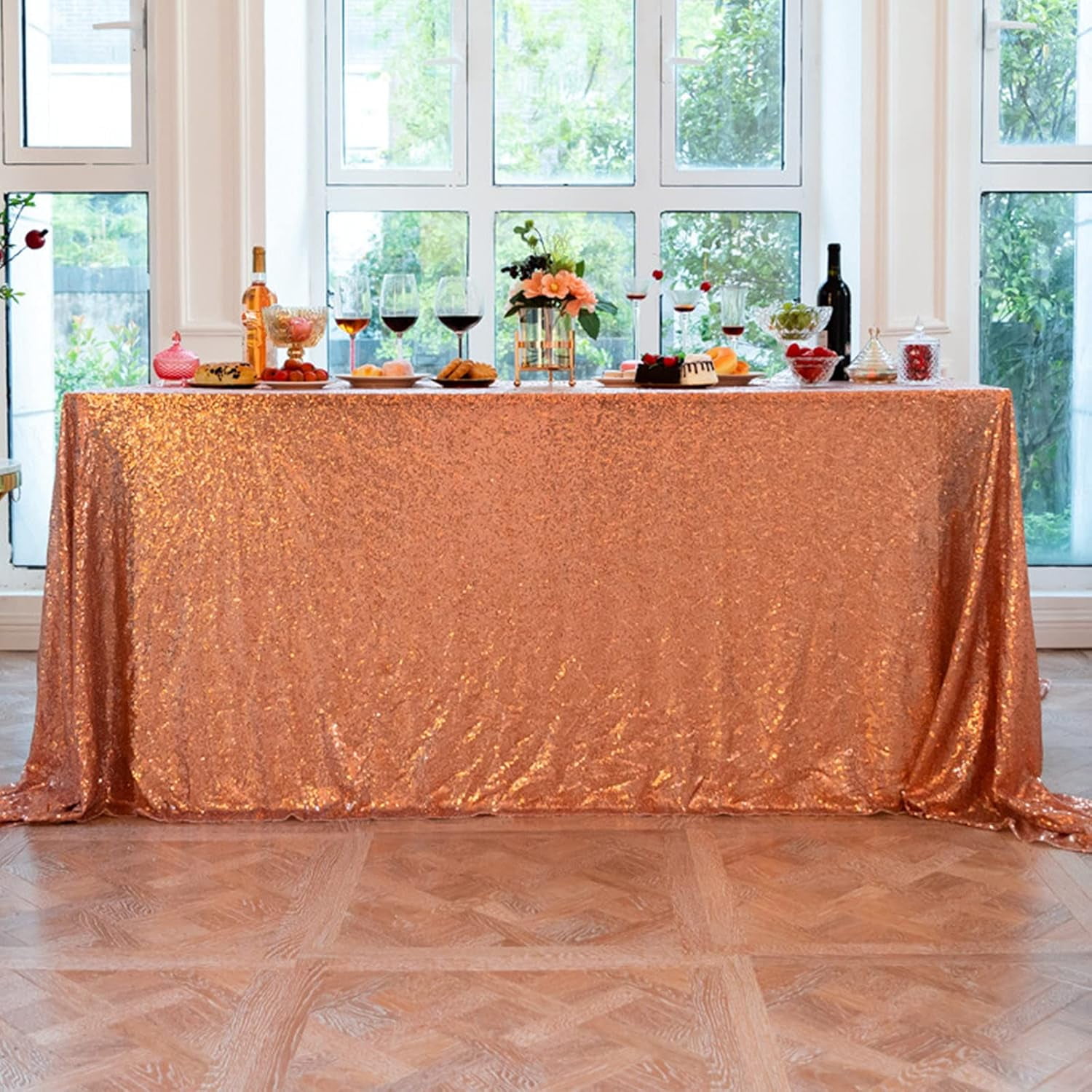 CHUNTIAN Fhberni Green Sequin Tablecloth Glitter Square Table Cloth for ...