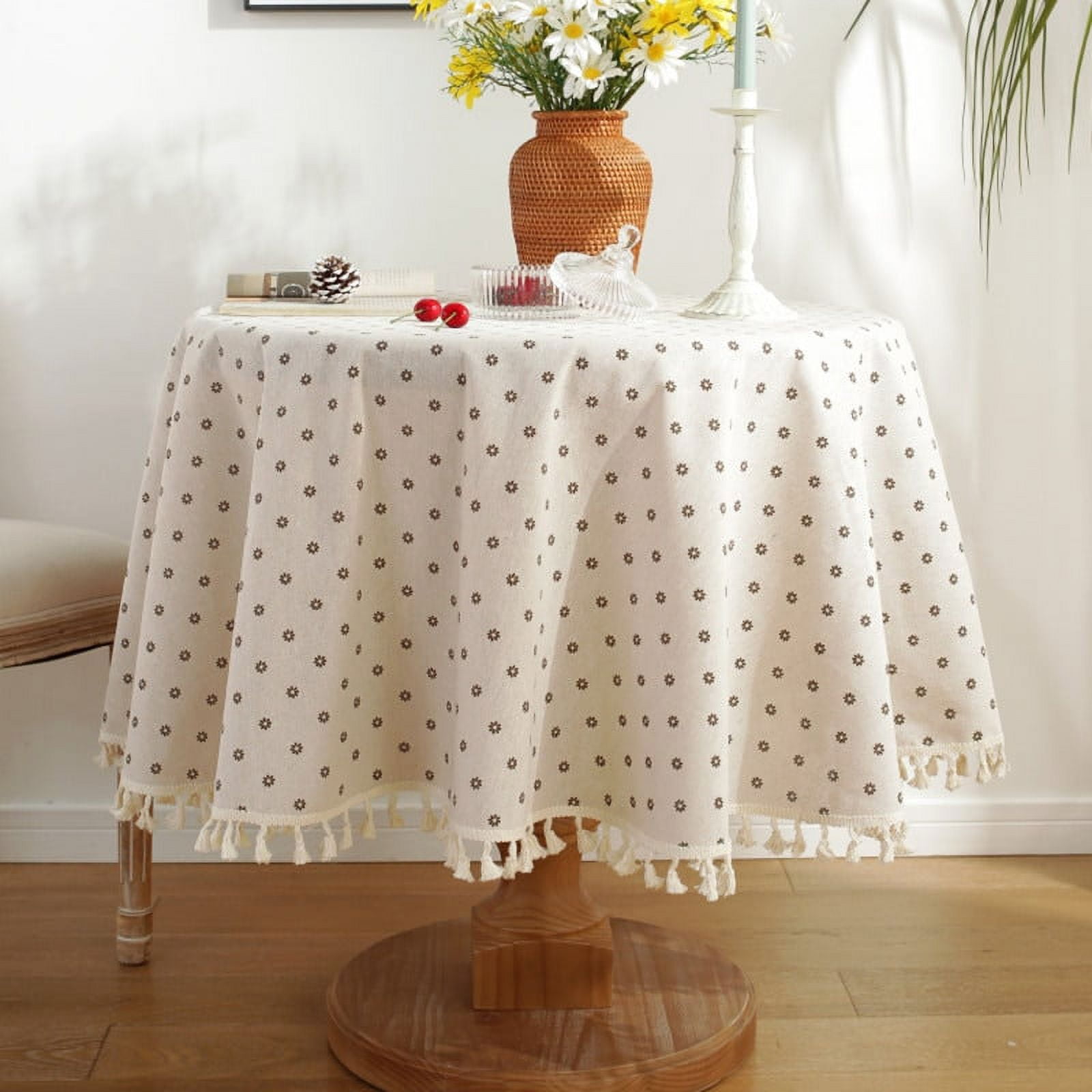 CHUNTIAN Floral Linen Cotton Tablecloth With Tassel retro nappe de ...