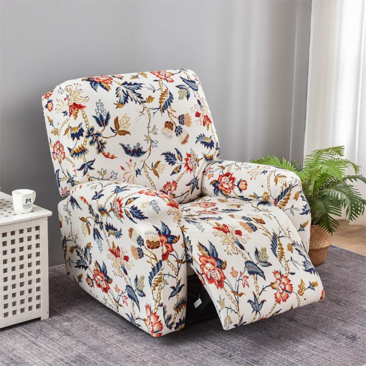 CHUNTIAN Floral Printed Recliner Cover with Pockets Single Reclining ...