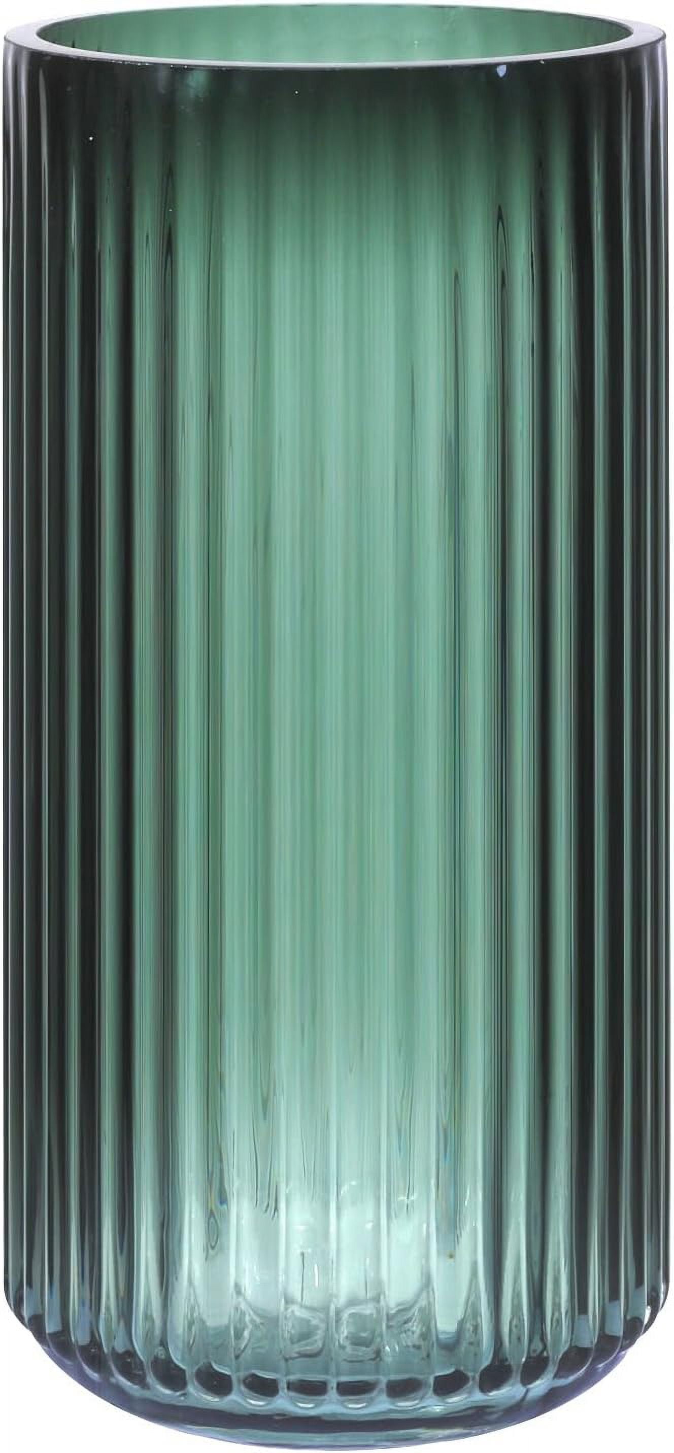 CHUNTIAN Flower Vase, Modern Fluted Large Round Glass Vase Green for ...