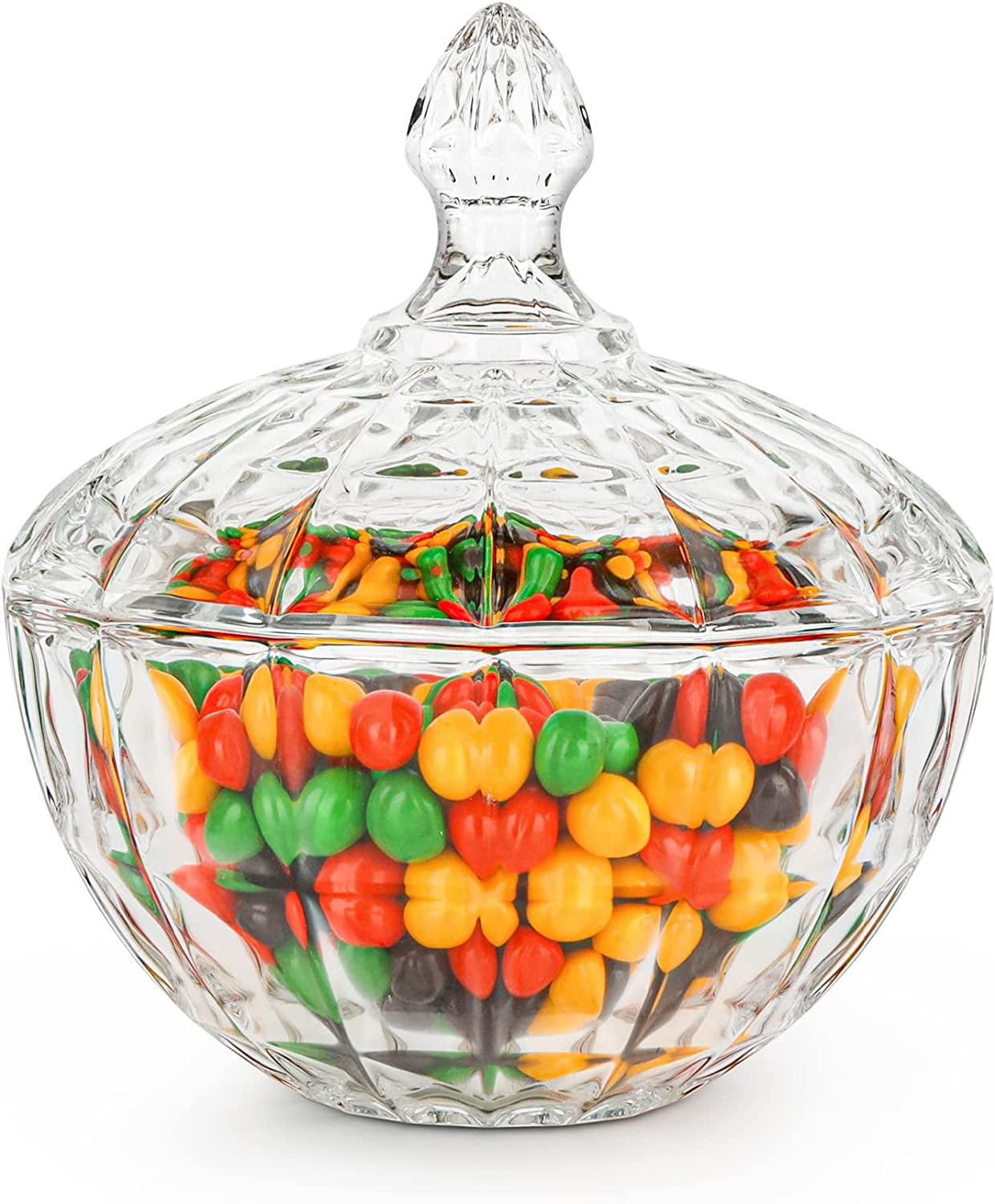 CHUNTIAN Glass Candy Dish with Lid Decorative Candy Bowl, Crystal ...