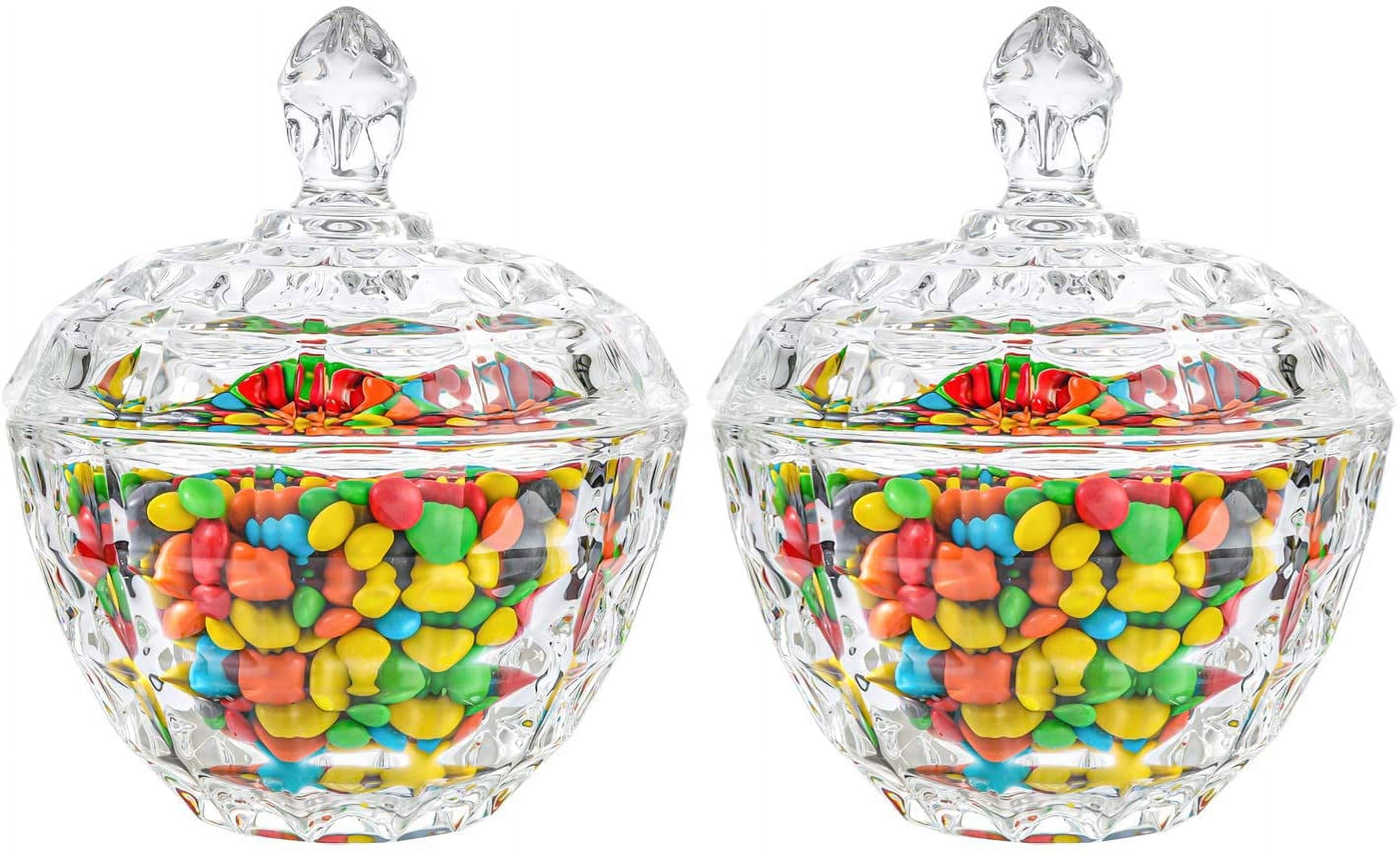 CHUNTIAN Glass Candy Dish with Lid Decorative Candy Bowl, Crystal ...