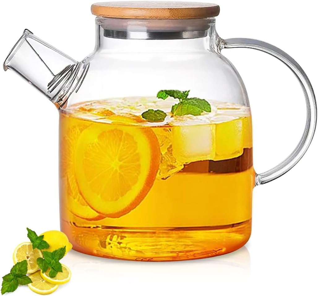 CHUNTIAN Glass Teapot Stovetop Microwave Safe, 34oz/1000ml Glass Tea ...