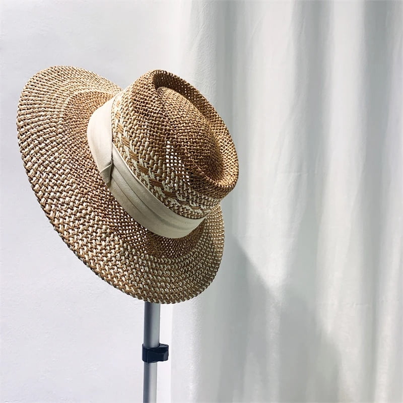 Chuntian Hat Female Summer Mint Green Flat Top Straw Hat Sunshade Sun