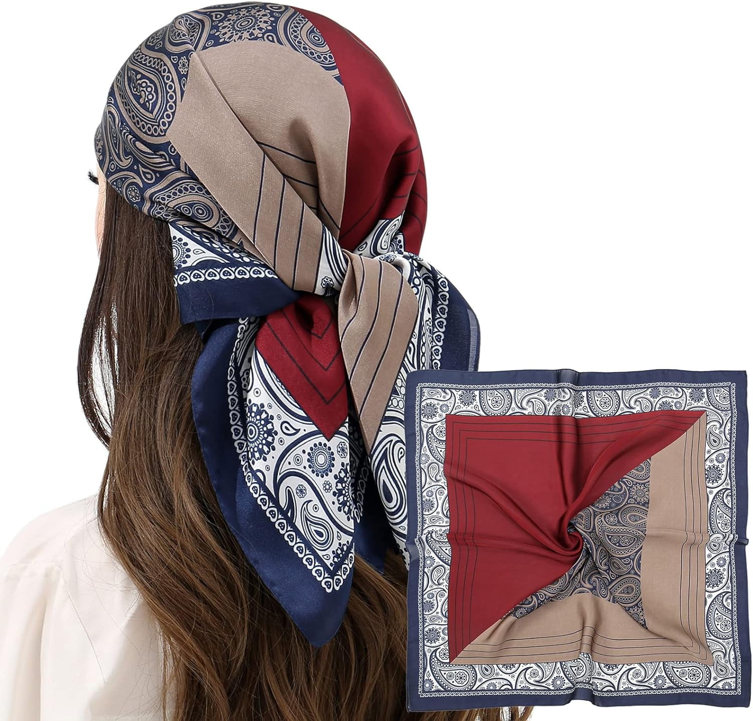 CHUNTIAN Head Scarf Like Silk Satin Hair Scarf for Women Sleeping ...