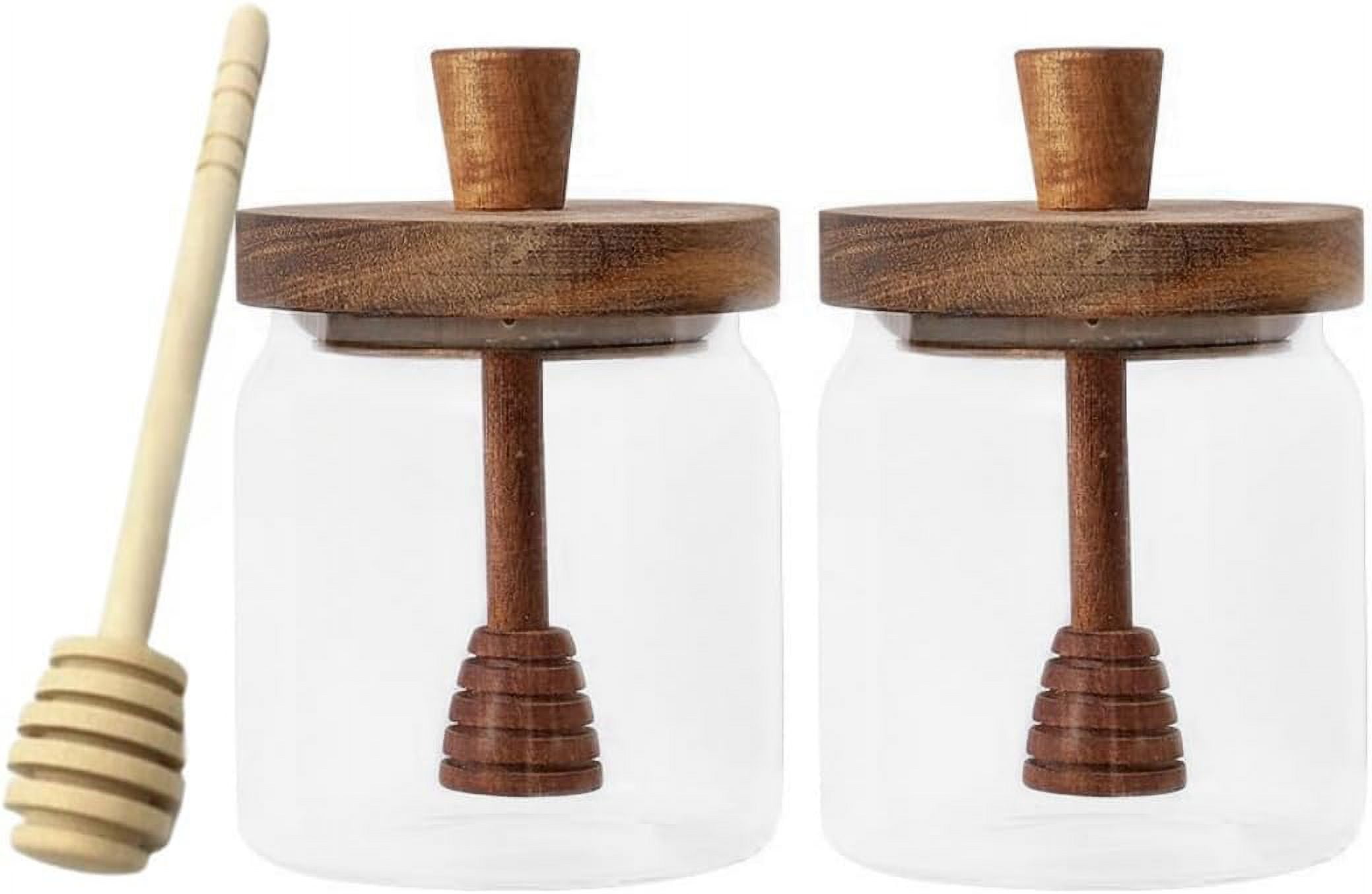 CHUNTIAN Honey Pot, Airtight Glass Honey Jar with Dipper Stick and ...
