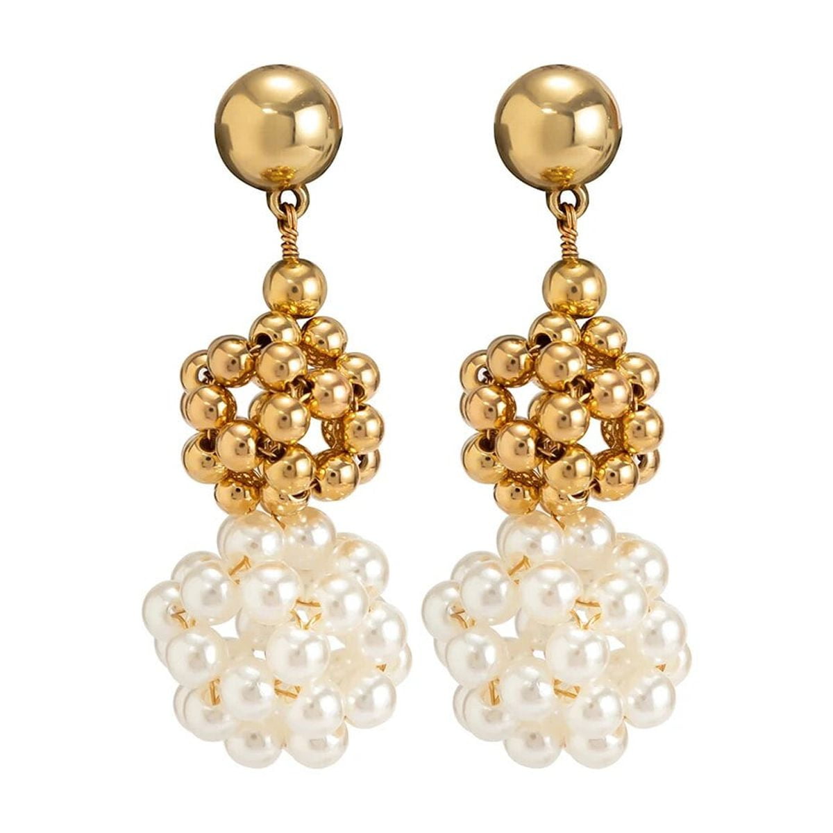 CHUNTIAN IngeSight.Z Elegant Woven Ball Imitation Pearls Drop Earrings ...
