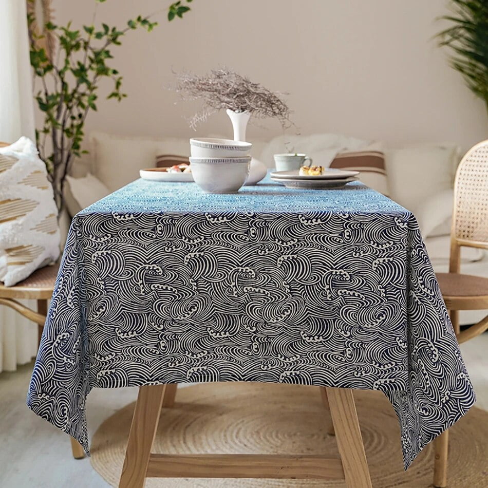 CHUNTIAN Japanese Style Cotton Linen Tablecloth Washable Rectangular ...