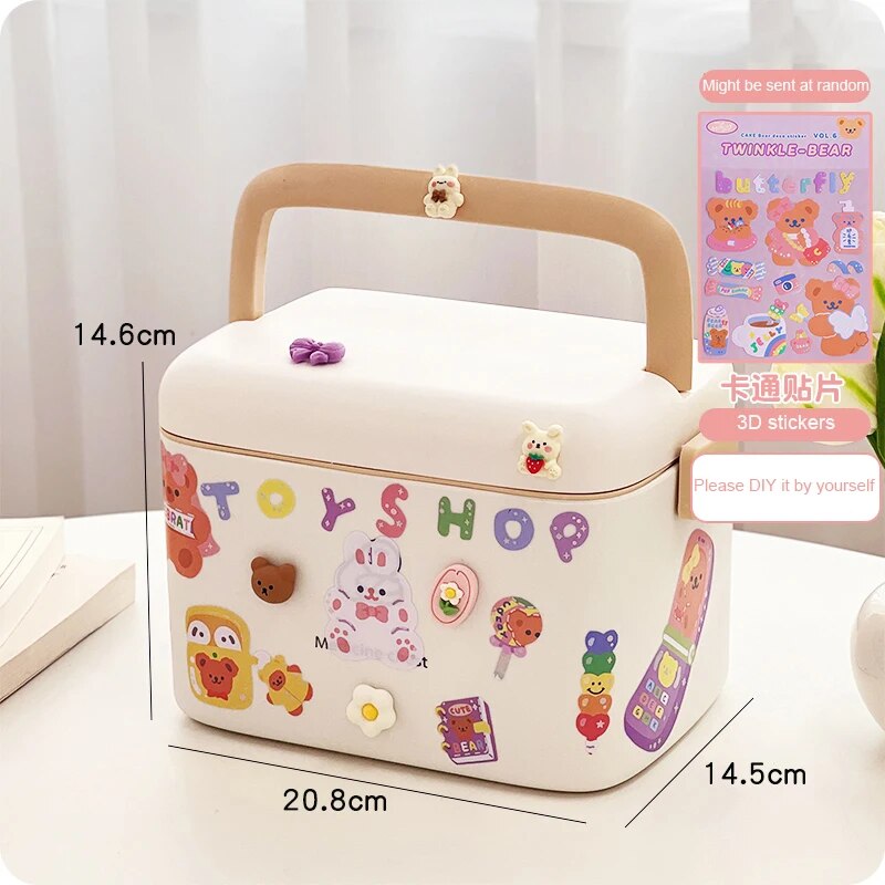 CHUNTIAN Kawaii Pill Box With Sticker Cute Plastic Portable Pill Case ...