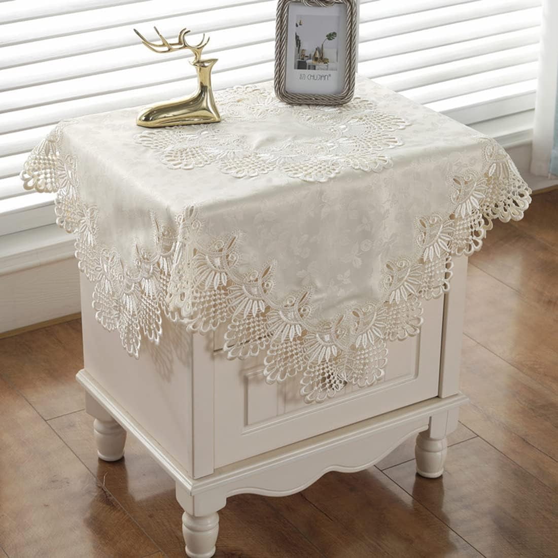 CHUNTIAN Lace Embroidery Floral Desk Tablecloth 22 Inch Square Small ...