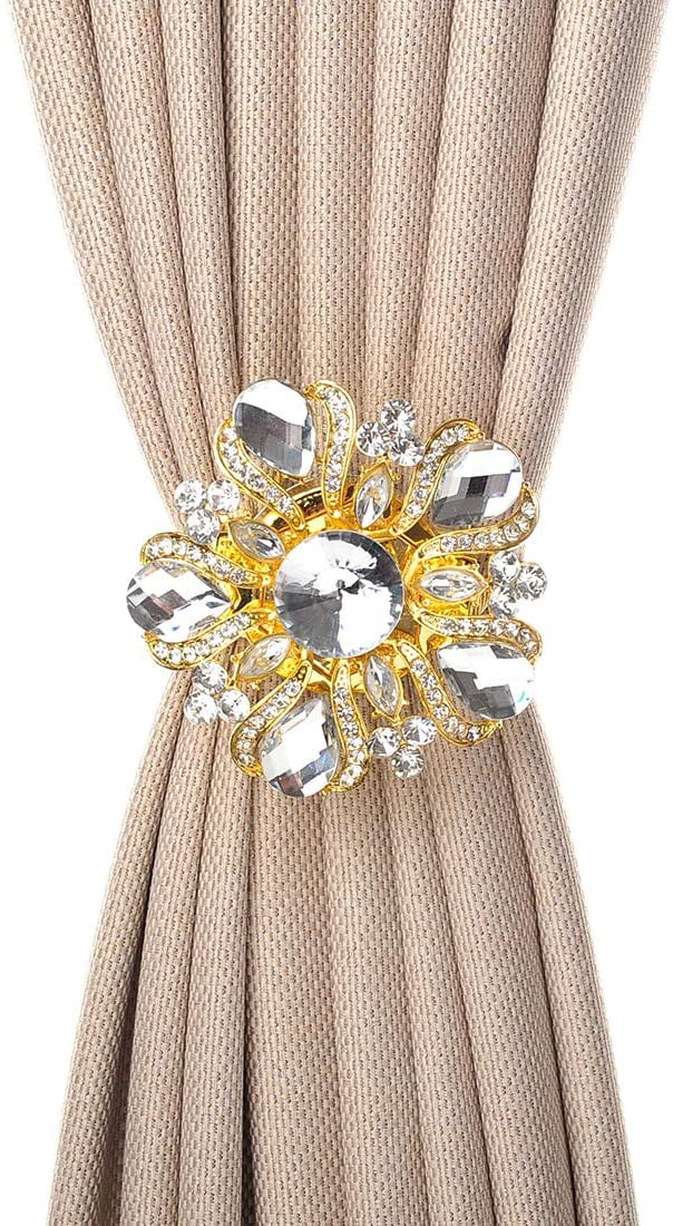CHUNTIAN Luxury Big Crystal Magnetic Curtain Tieback Holdback Flower ...