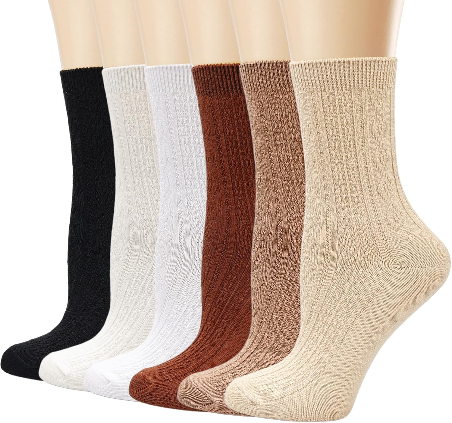 CHUNTIAN Mary Womens Crew Socks, Casual Knit Cotton Comfy Breathable ...