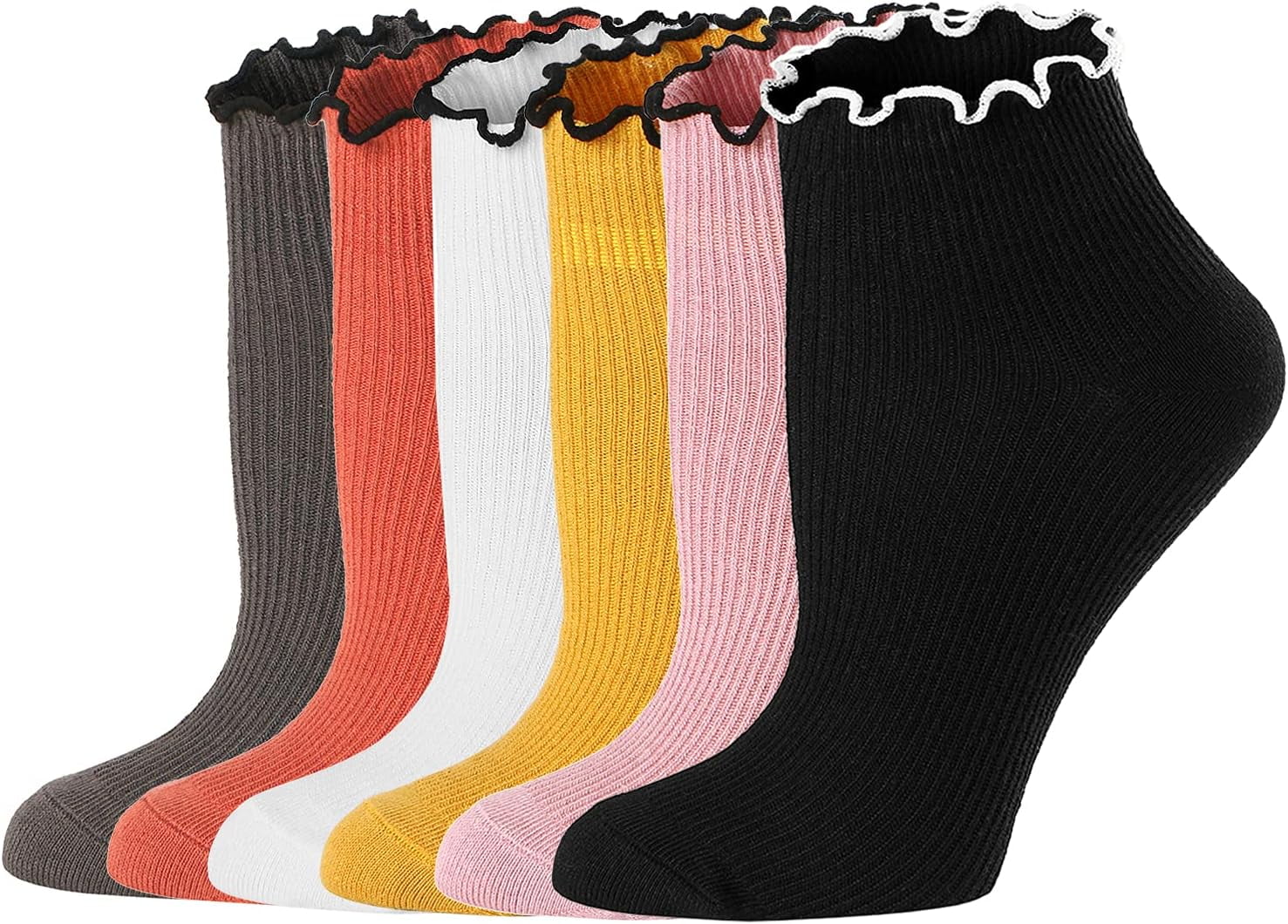 CHUNTIAN Mary Womens Socks,Casual Ruffle Ankle Socks Breathable Cool ...