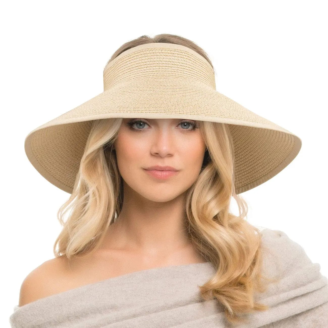 Chuntian New Women Roll Up Sun Visor Wide Brim Straw Hat Summer