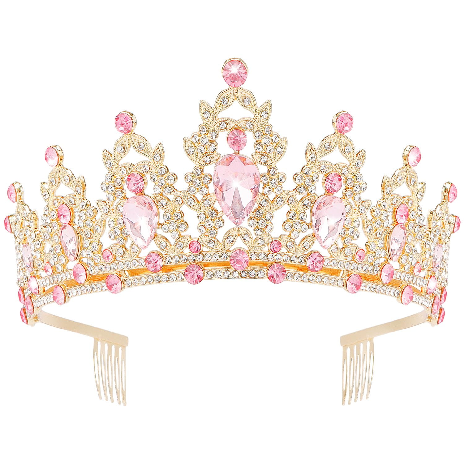 CHUNTIAN Pink Crystal Tiaras for Women, Princess Crown with Comb ...