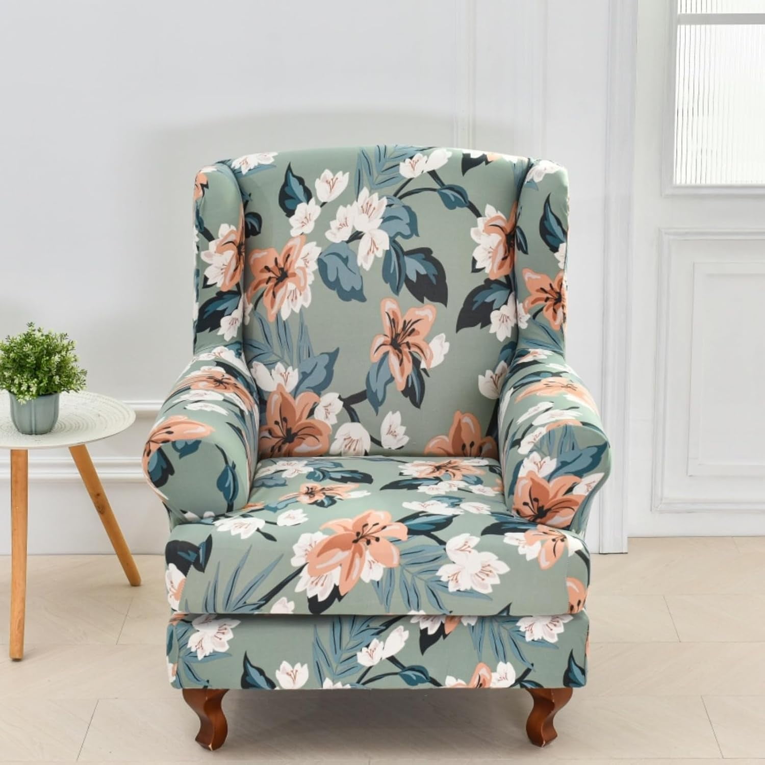CHUNTIAN Polyester Wing Chair Covers 2 Piece Stretch Wingback Chair ...