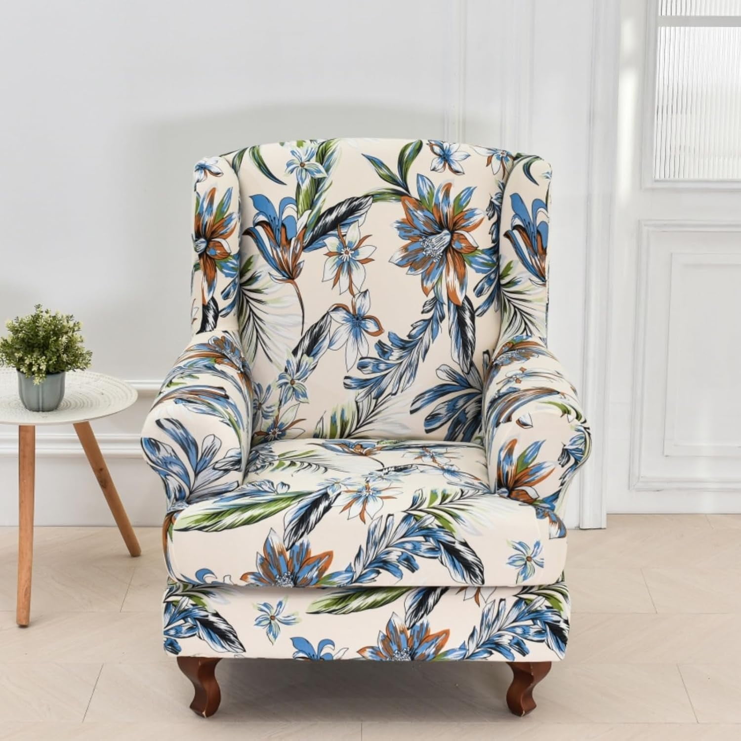 CHUNTIAN Polyester Wing Chair Covers 2 Piece Stretch Wingback Chair ...