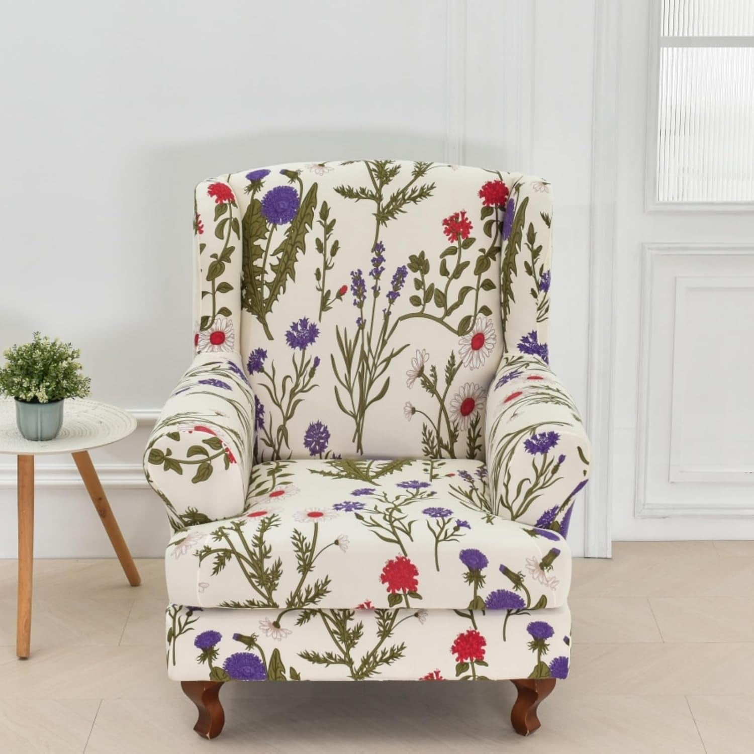 CHUNTIAN Polyester Wing Chair Covers 2 Piece Stretch Wingback Chair ...