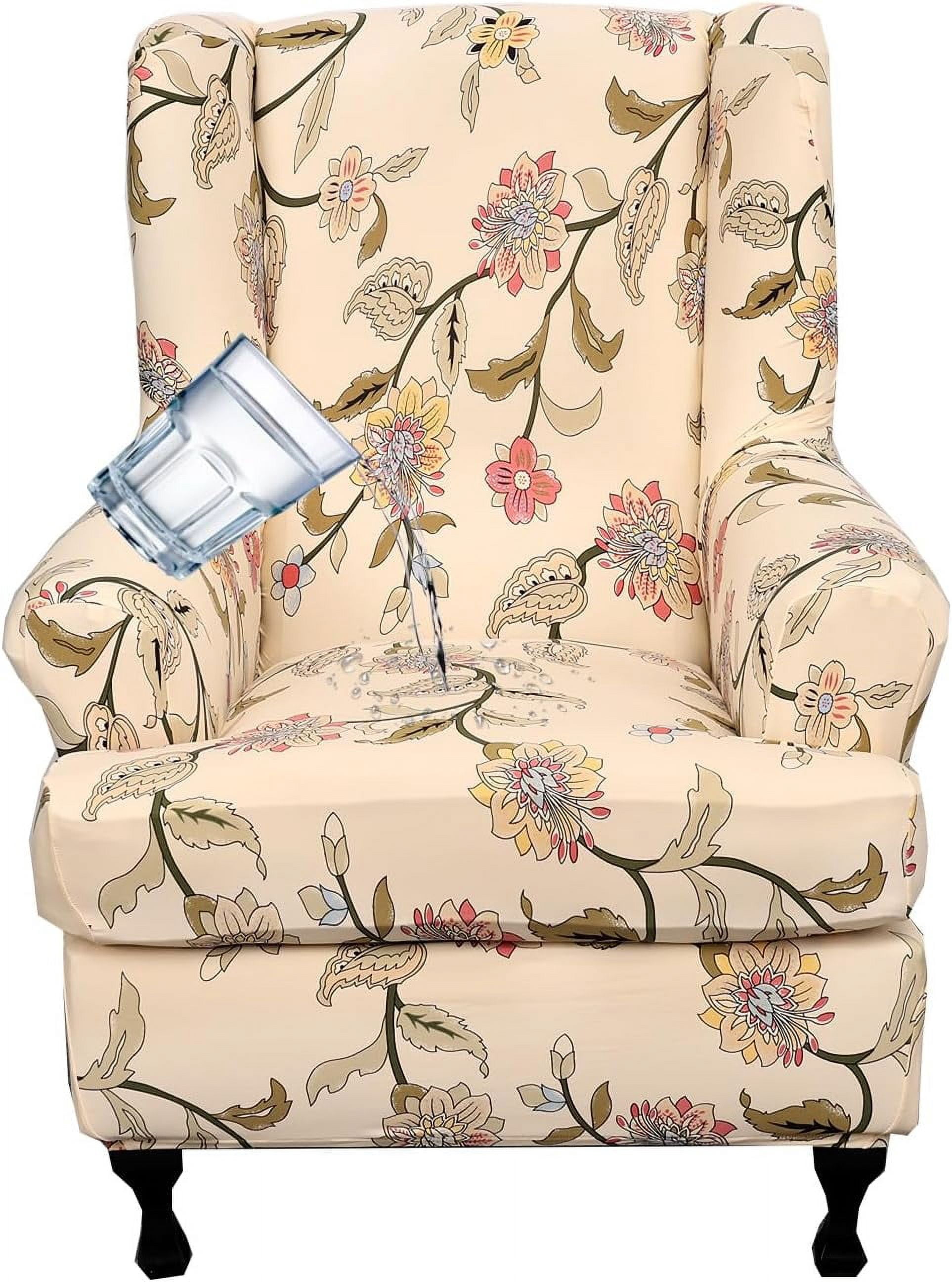 CHUNTIAN Polyester Wing Chair Covers 2 Piece Stretch Wingback Chair ...