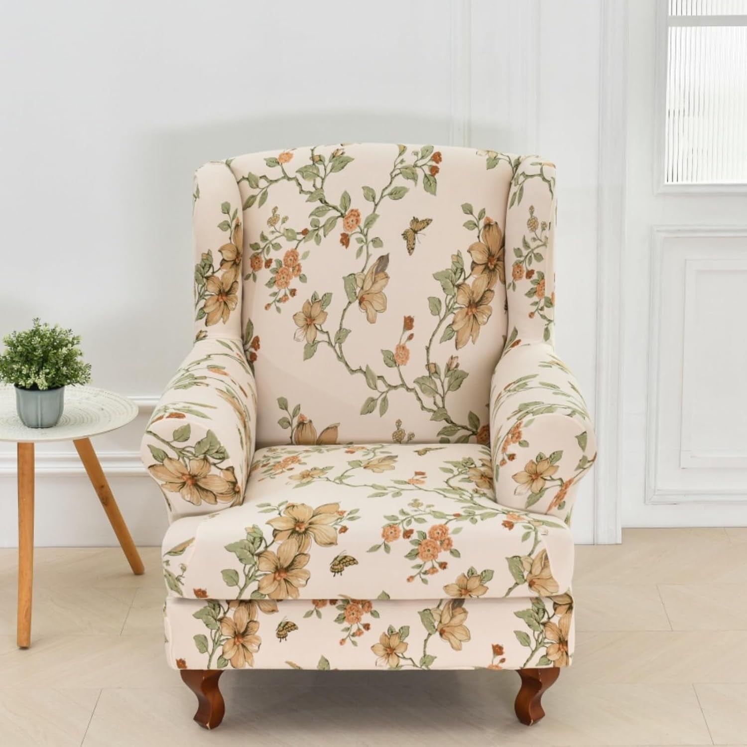 CHUNTIAN Polyester Wing Chair Covers 2 Piece Stretch Wingback Chair ...