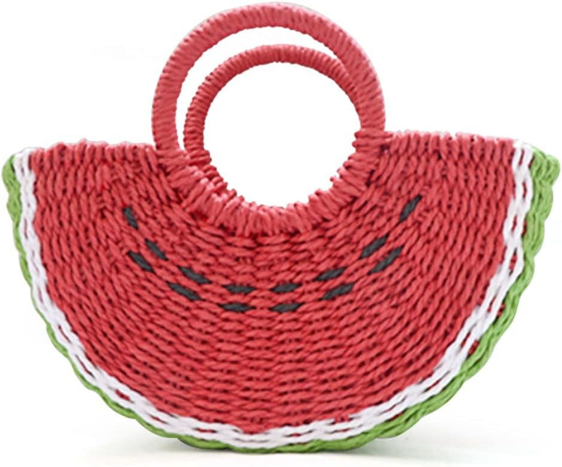 CHUNTIAN Semi-circle Rattan Watermelon Straw Handbags, Hand-woven ...