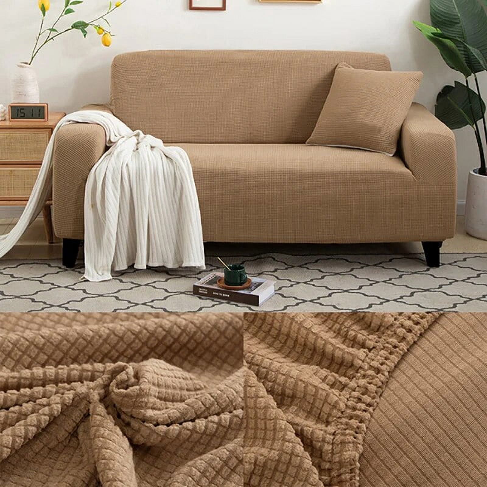 PTSPLLMY Sofa Cover for Living Room Thick Elastic Polar Fleece Cover ...