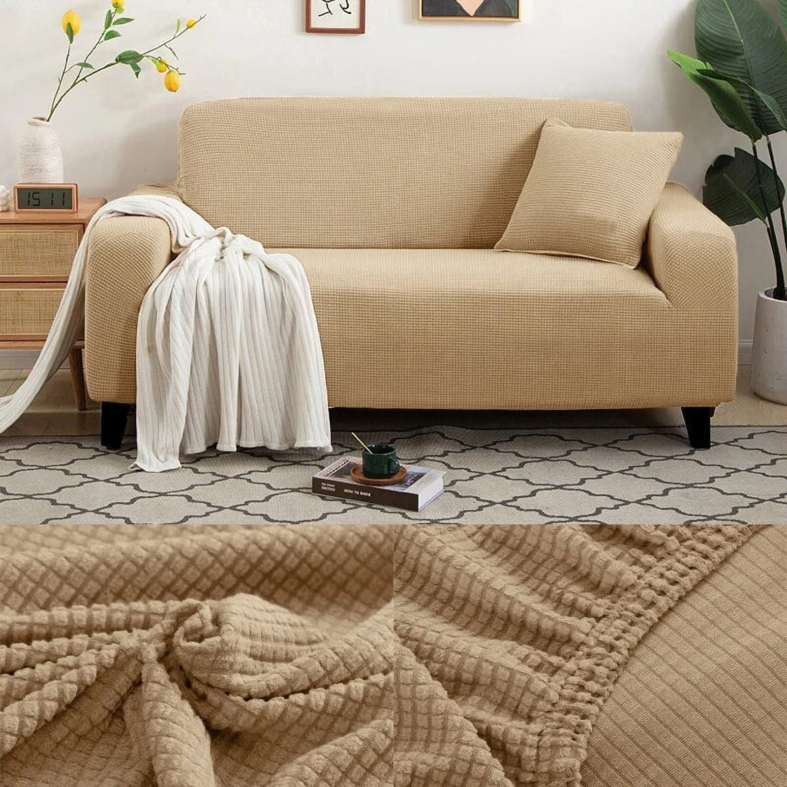 CHUNTIAN Sofa Cover for Living Room Thick Elastic Polar Fleece Cover ...