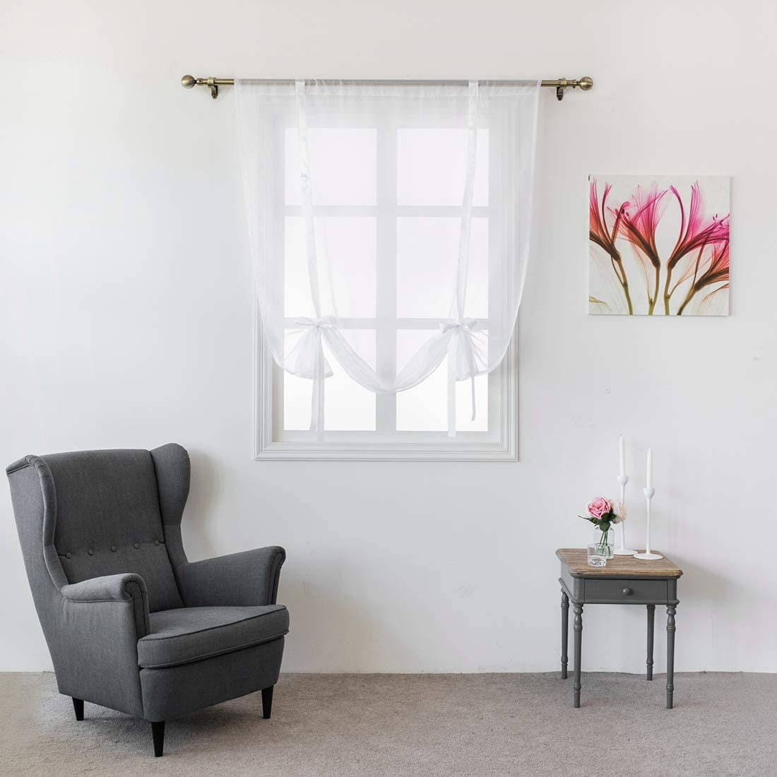 CHUNTIAN Solid Sheer Voile Tulle Backdrop Farmhouse Curtains Kitchen ...