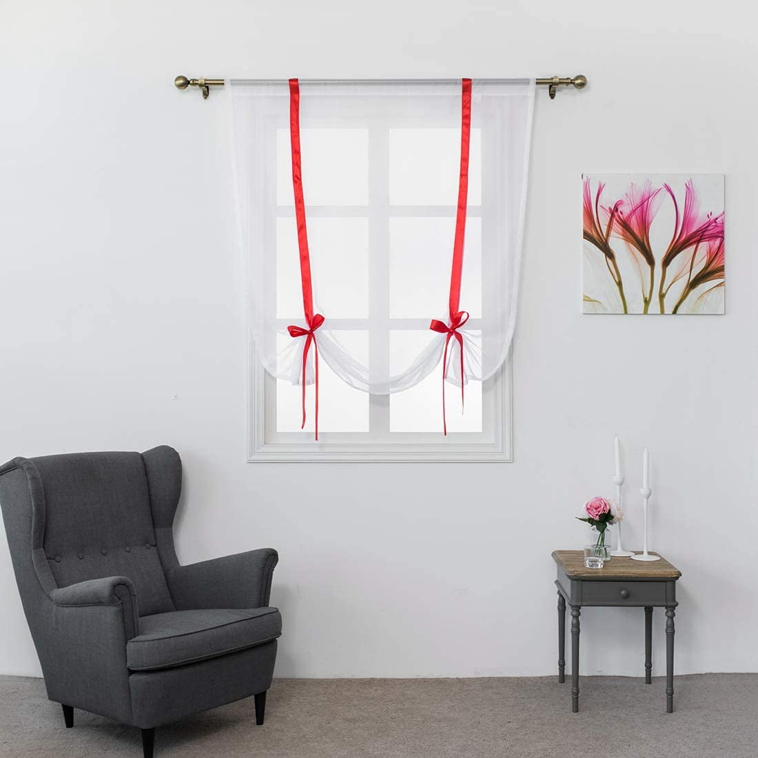 CHUNTIAN Solid Sheer Voile Tulle Backdrop Farmhouse Curtains Kitchen ...