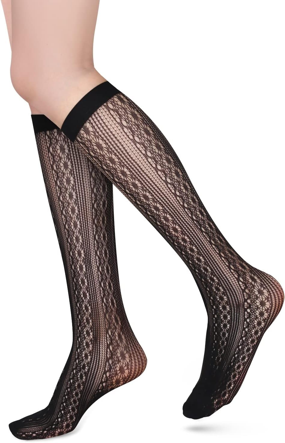 PTSPLLMY Sox Womens Fishnet Knee High Socks Girls Hollow Out Black Lace ...