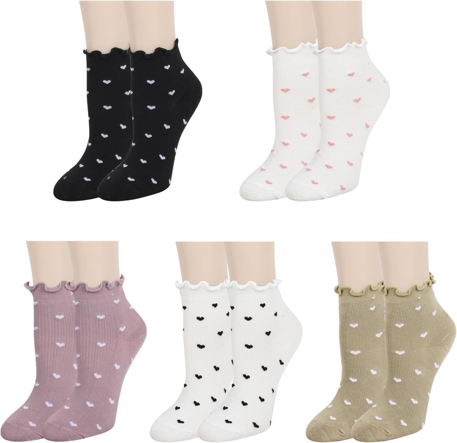 PTSPLLMY Sox Womens Girls Cute Frilly Lettuce Ankle Socks Fun Novelty ...