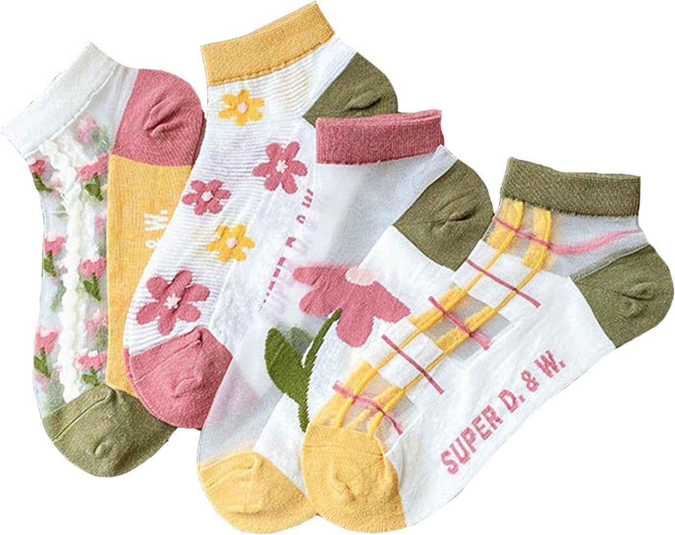 CHUNTIAN Sox Womens Girls Lace Sheer Ankle Socks Thin Mesh Nylon Socks Transparent See Through ...